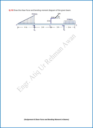 Structure analysis assignment 6 shear-force bending moment in beams | PDF
