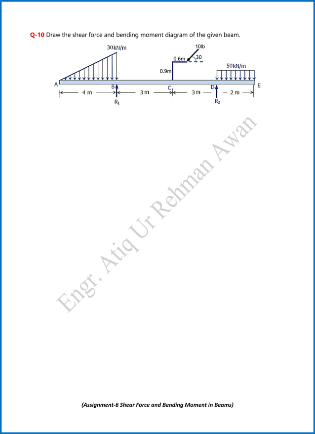 Structure analysis assignment 6 shear-force bending moment in beams | PDF | Physics | Science