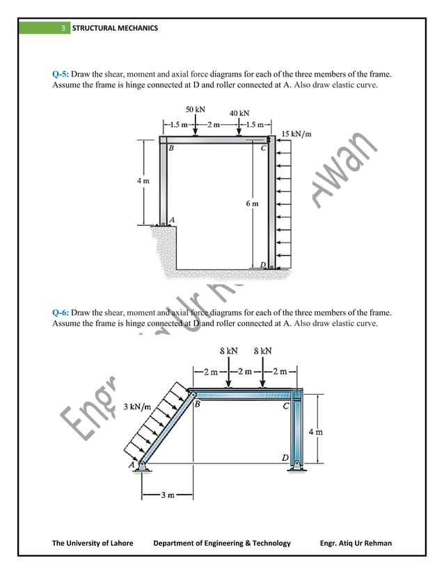 Structure analysis assignment 7 determinate frame analysis | PDF