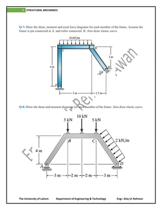Structure analysis assignment 7 determinate frame analysis | PDF