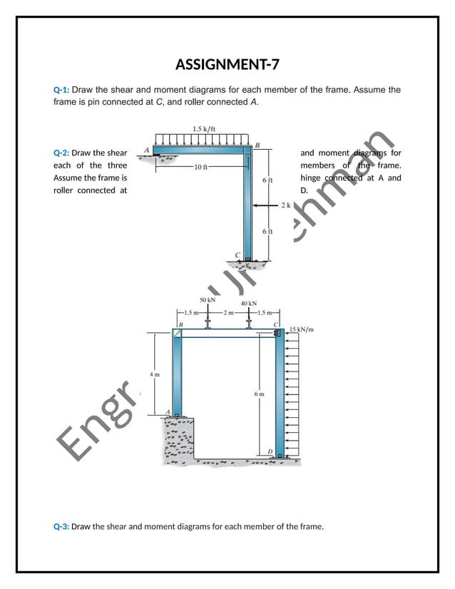 Structure analysis assignment 7 frame analysis | PDF