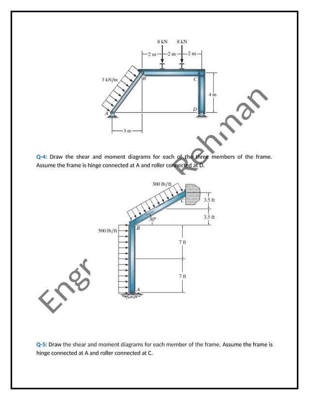 Structure analysis assignment 7 frame analysis | PDF