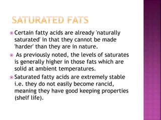 Structure and classification of fats& oils | PPTX