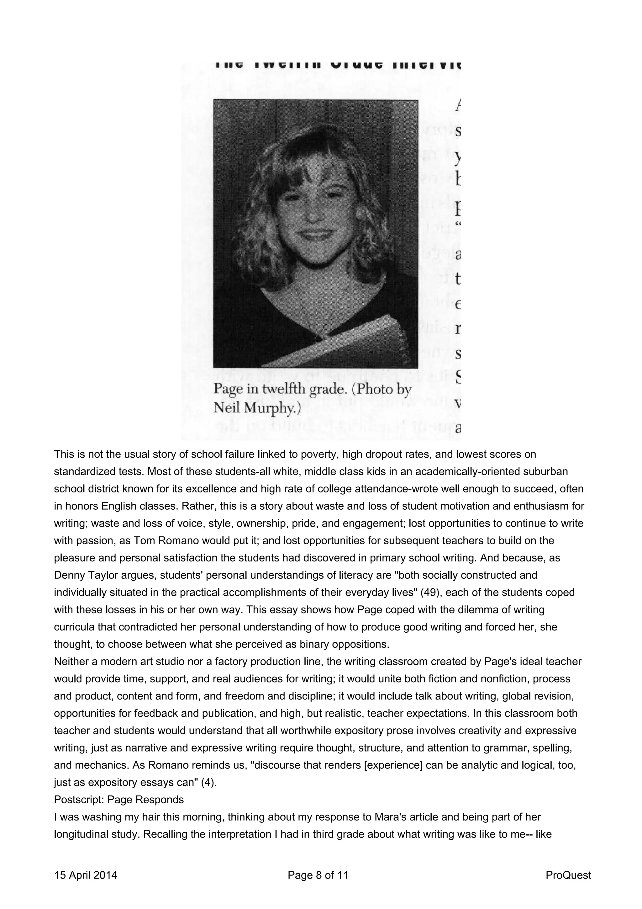 Structure and freedom achieving a balanced writing curriculum | PDF