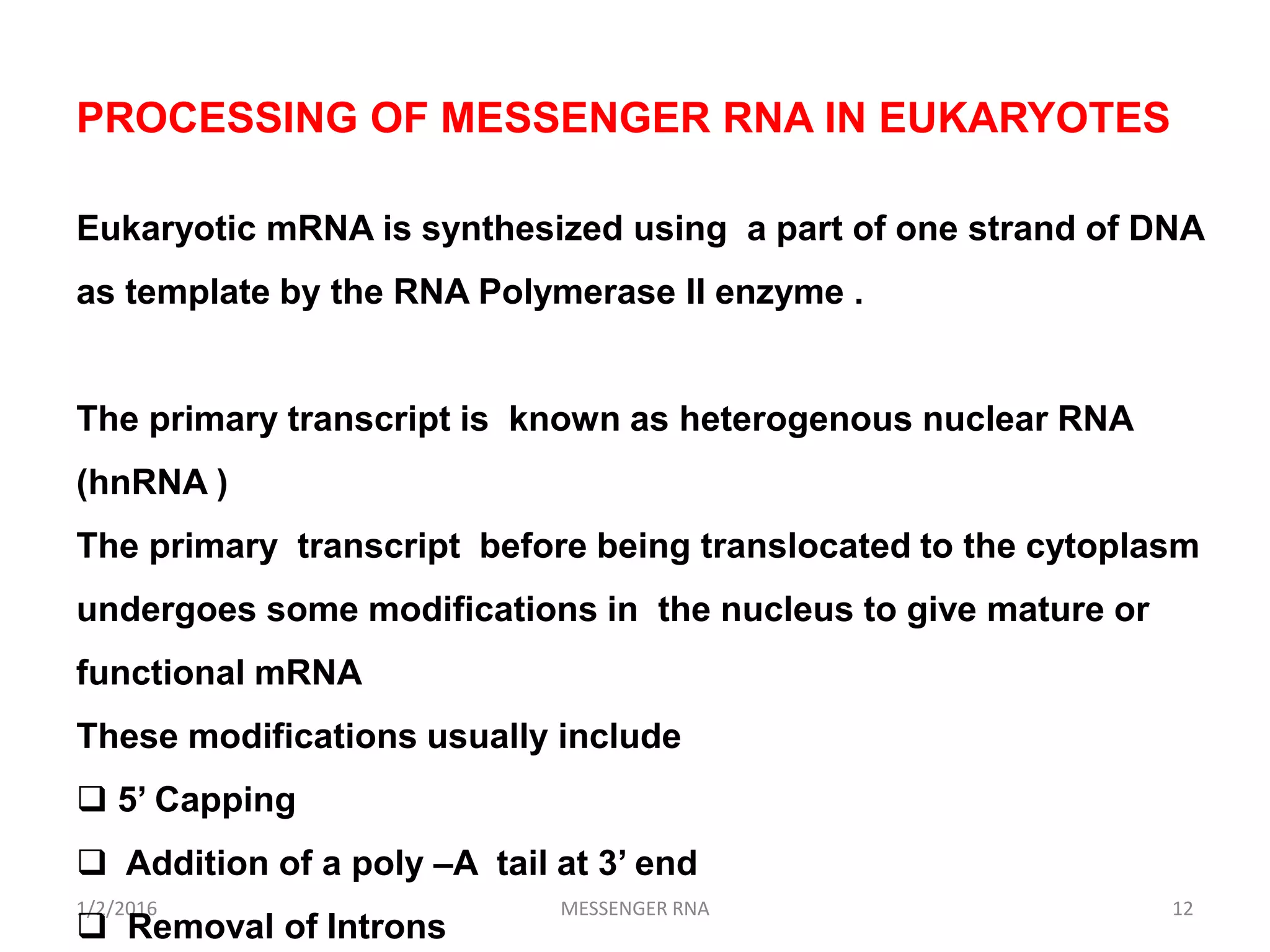 Structure And Function Of Messenger Rna Mrna Pptx Programming Languages Computing