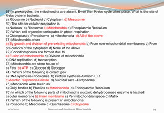 Structure and functions of Mitochondria | PPTX | Biological Sciences ...