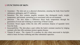 Skin: Structure and function of the skin | PPTX