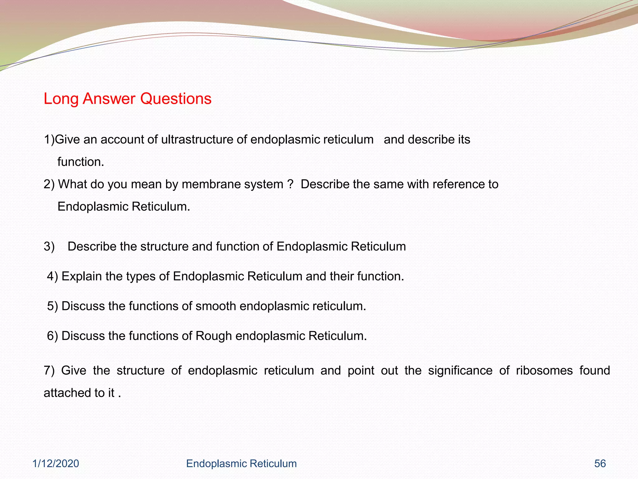 Structure and functions of endoplasmic reticulum | PPTX