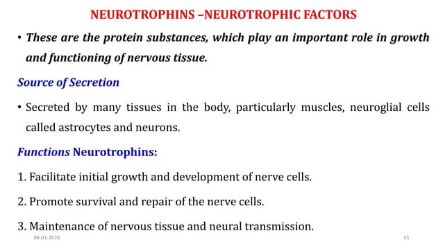 NEURON,NERVE GROWTH FACTORS, CYTOKININES | PPTX
