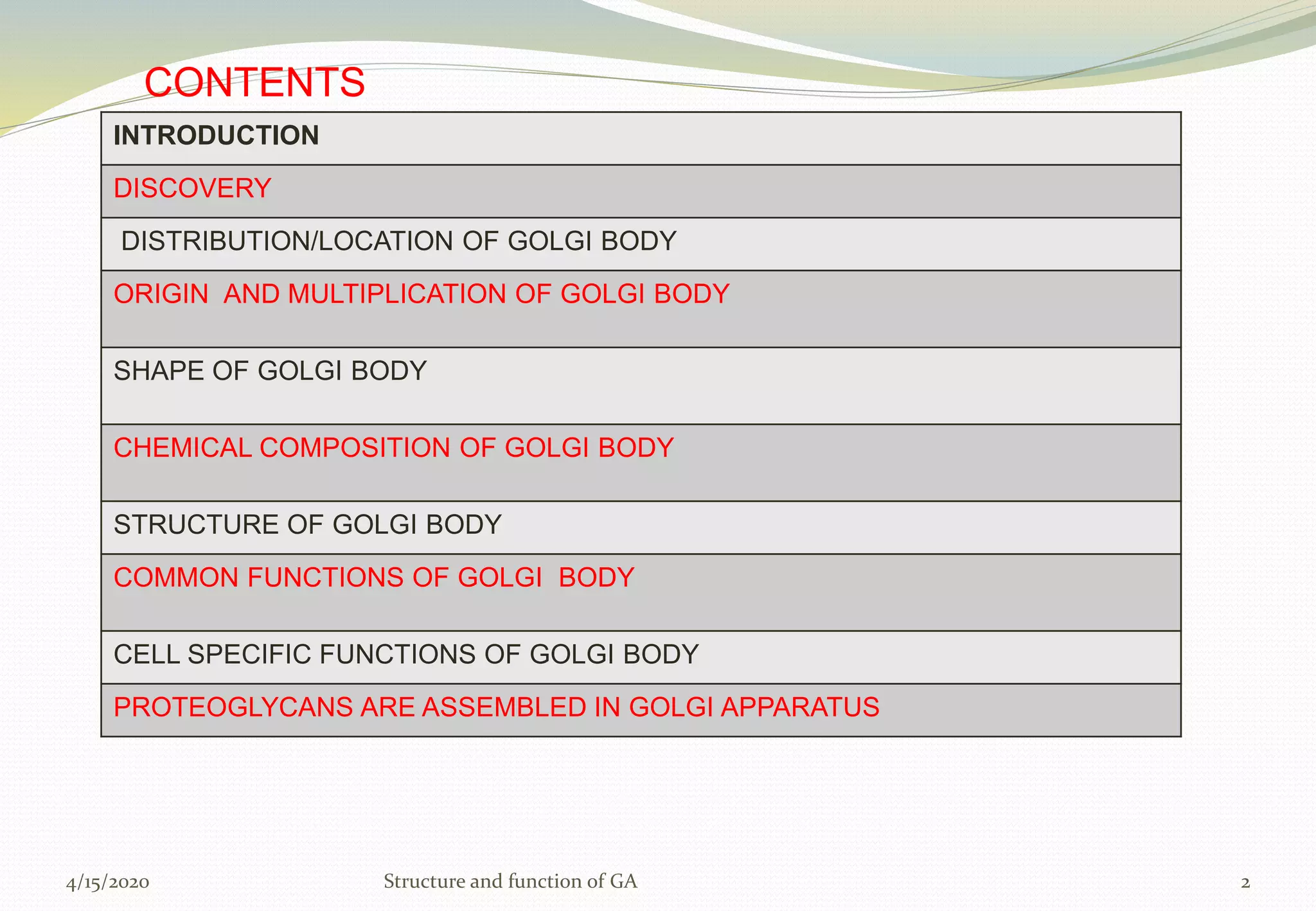 Structure and functon of golgi apparatus | PPTX