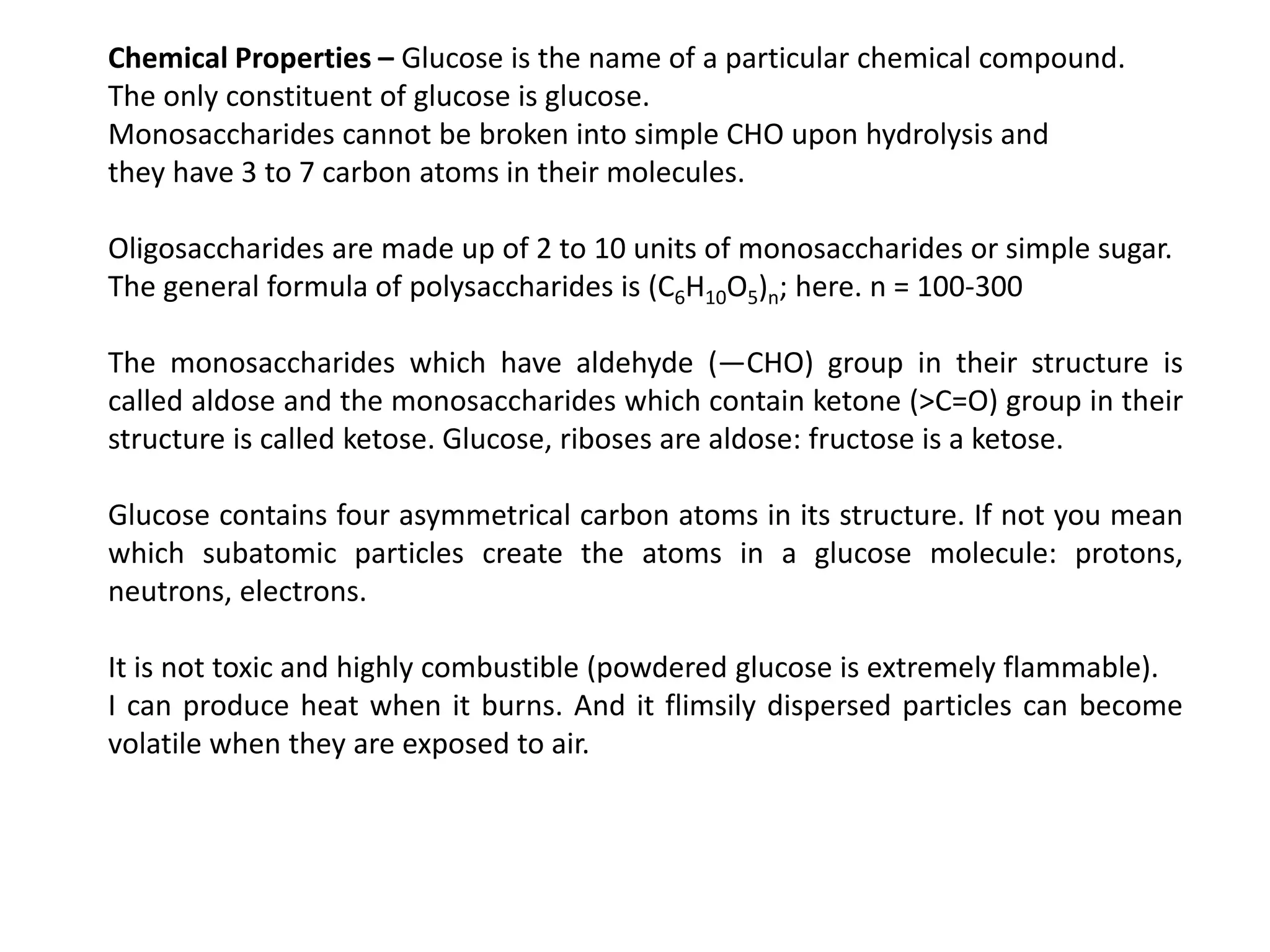 Structure and properties of glucose | PPTX