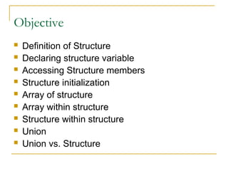 structure and union from C programming Language | PPT