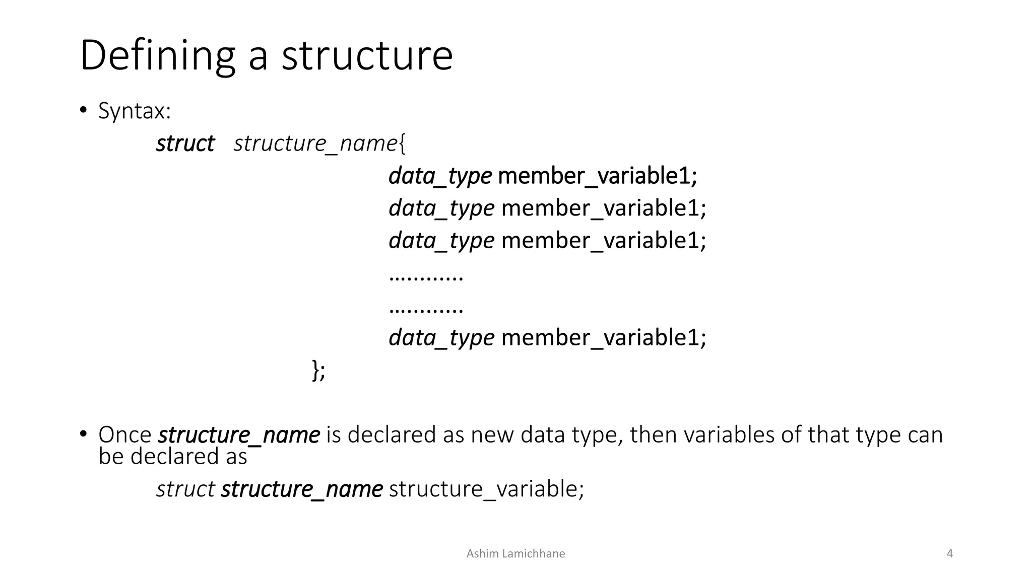 Unit 9. Structure and Unions | PPTX