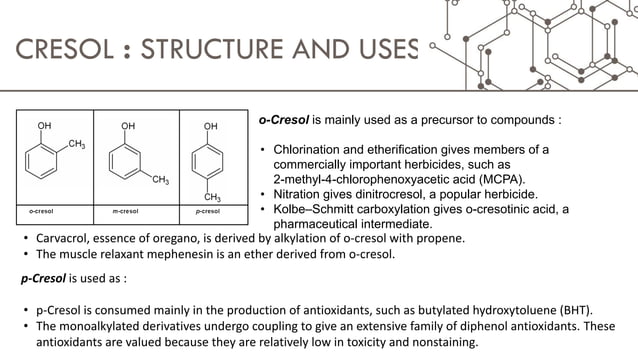 structure and uses of phenol, cresol, resorcinol and naphthol | PPT