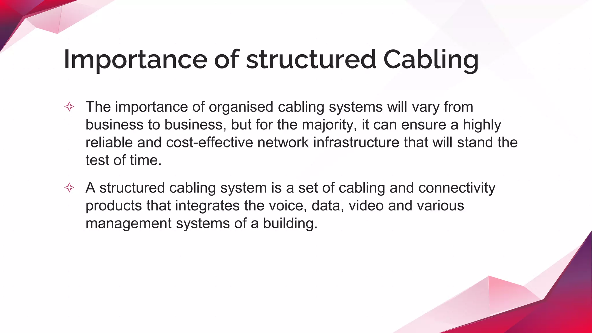Elements Of A Structured Cabling System Ppt