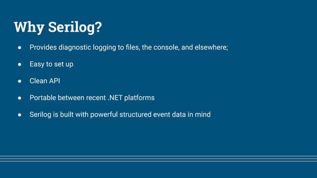 Structured and centralized logging with serilog | PPT