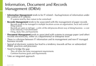 Structured Approach To Implementing Information And Records Management ...