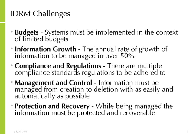 Structured Approach To Implementing Information And Records Management ...