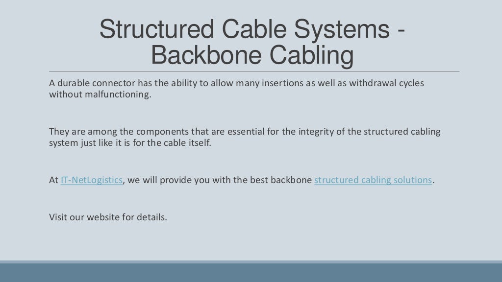 Structured cable systems backbone cabling