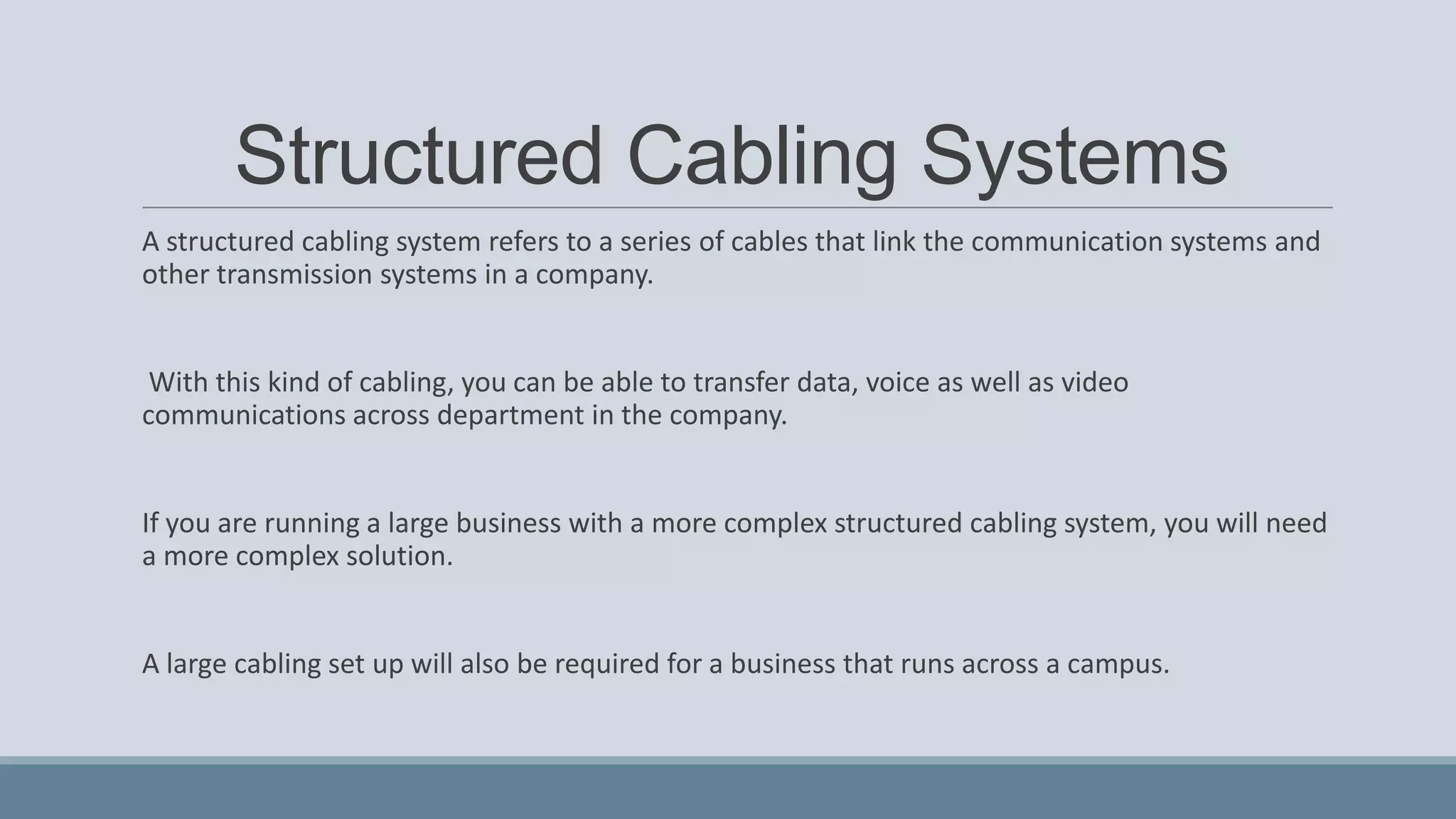 Structured cabling systems | PPTX | Computer Networking | Computing