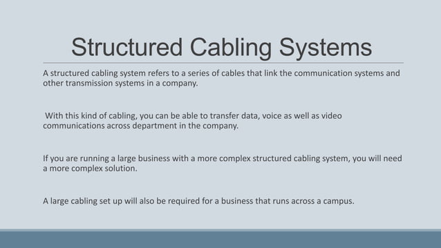 Structured cabling systems | PPTX | Computer Networking | Computing