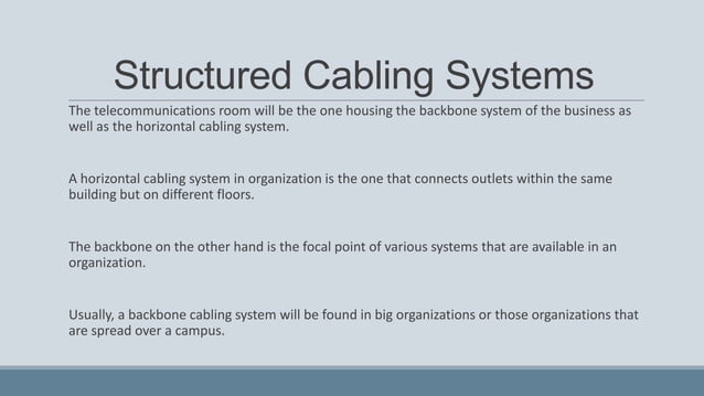 Structured cabling systems | PPTX | Computer Networking | Computing