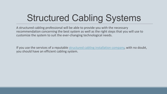Structured cabling systems | PPTX | Computer Networking | Computing