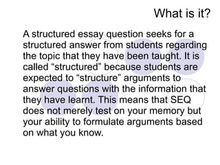 Answering Structured Essay Questions | PPT