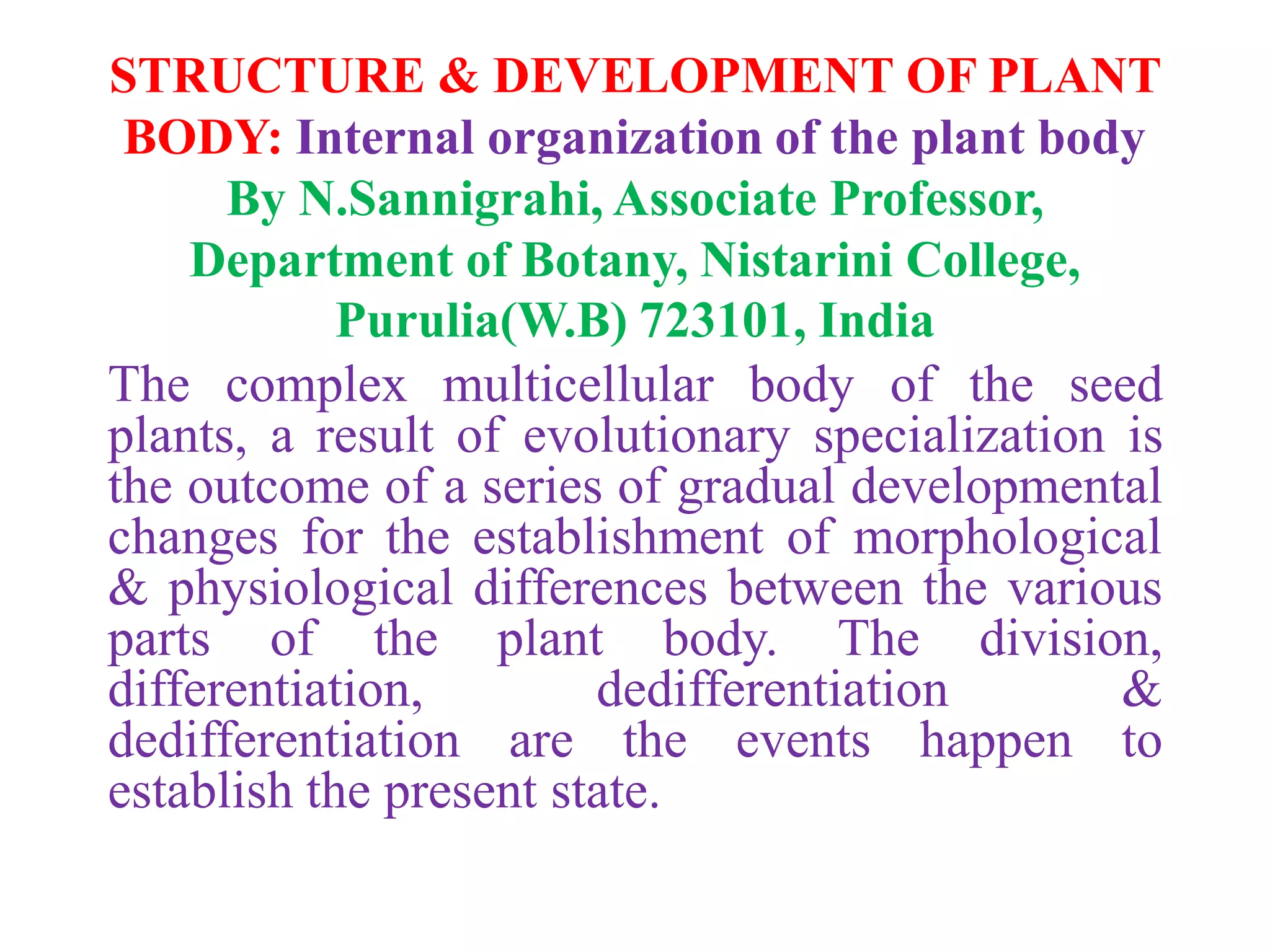 Structure & development of plant bod 3 | PPT