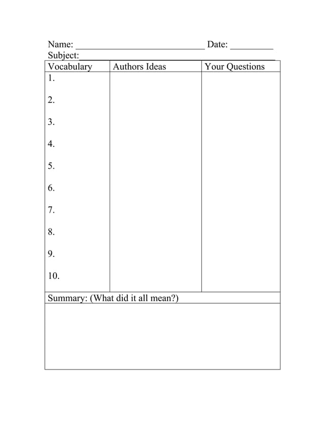 Structured Note Taking | DOC