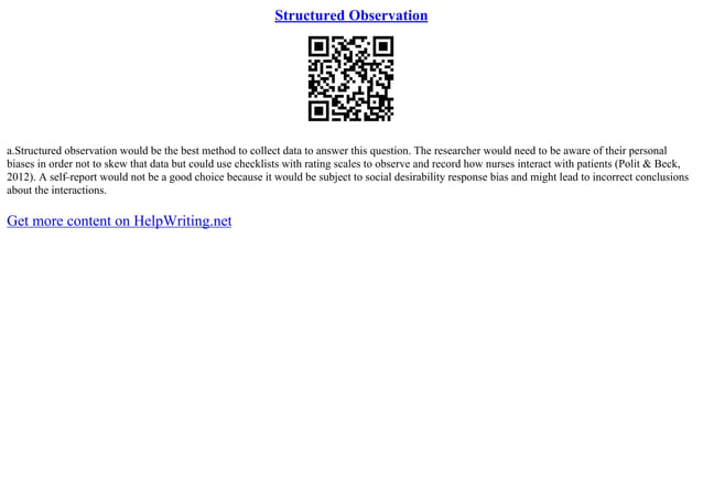 Structured Observation | PDF
