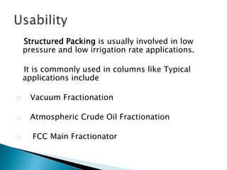 Usability of Structured Packings | PPTX | Chemistry | Science