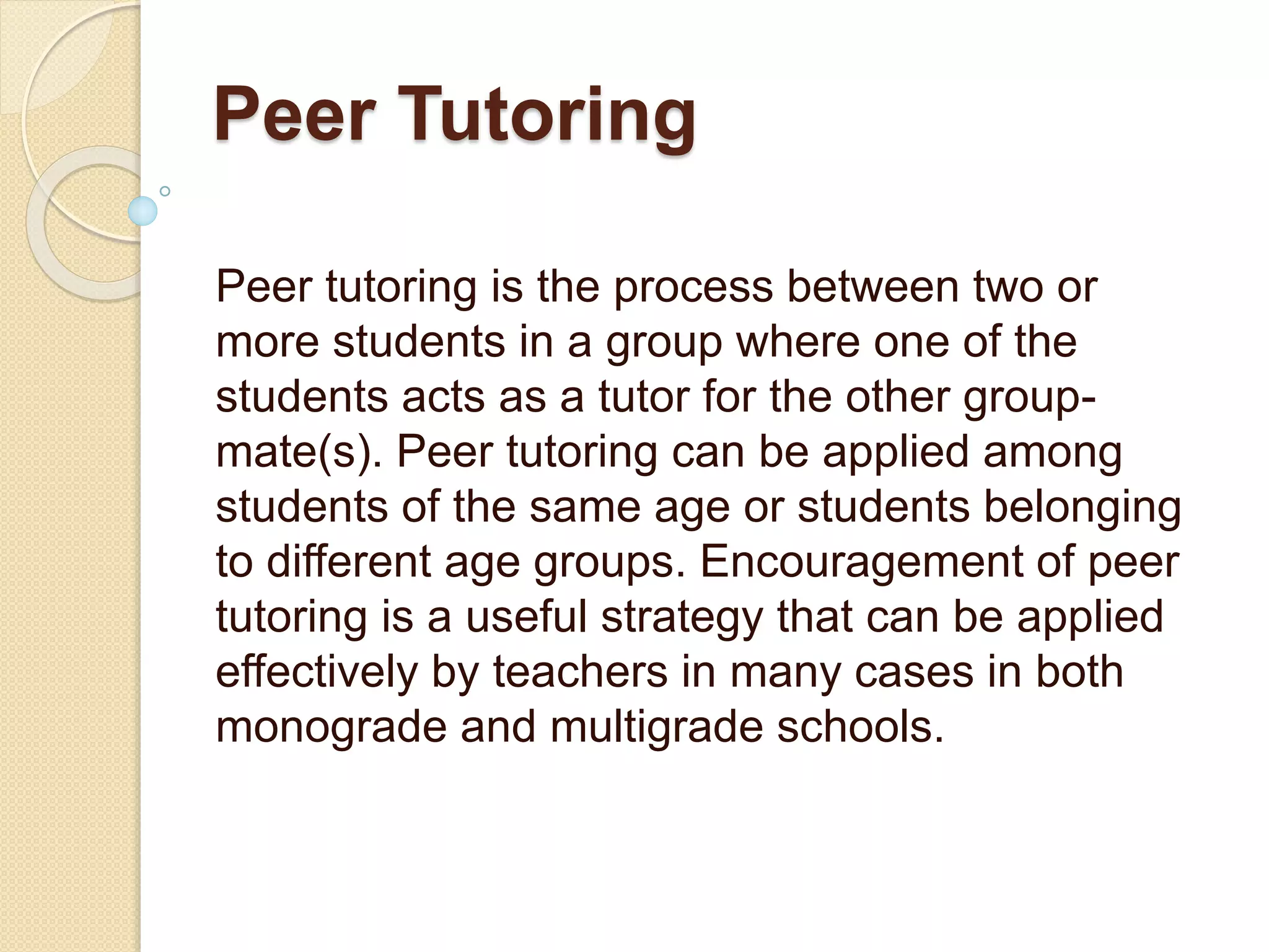 Structured peer tutoring | PPTX | Educational Assessment | Education