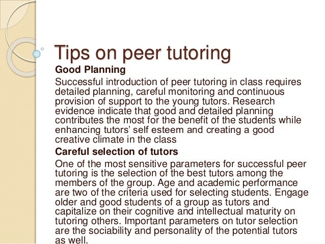 Structured peer tutoring