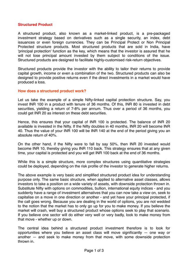 Structured products | PDF | Stocks and Bonds | Personal Investing