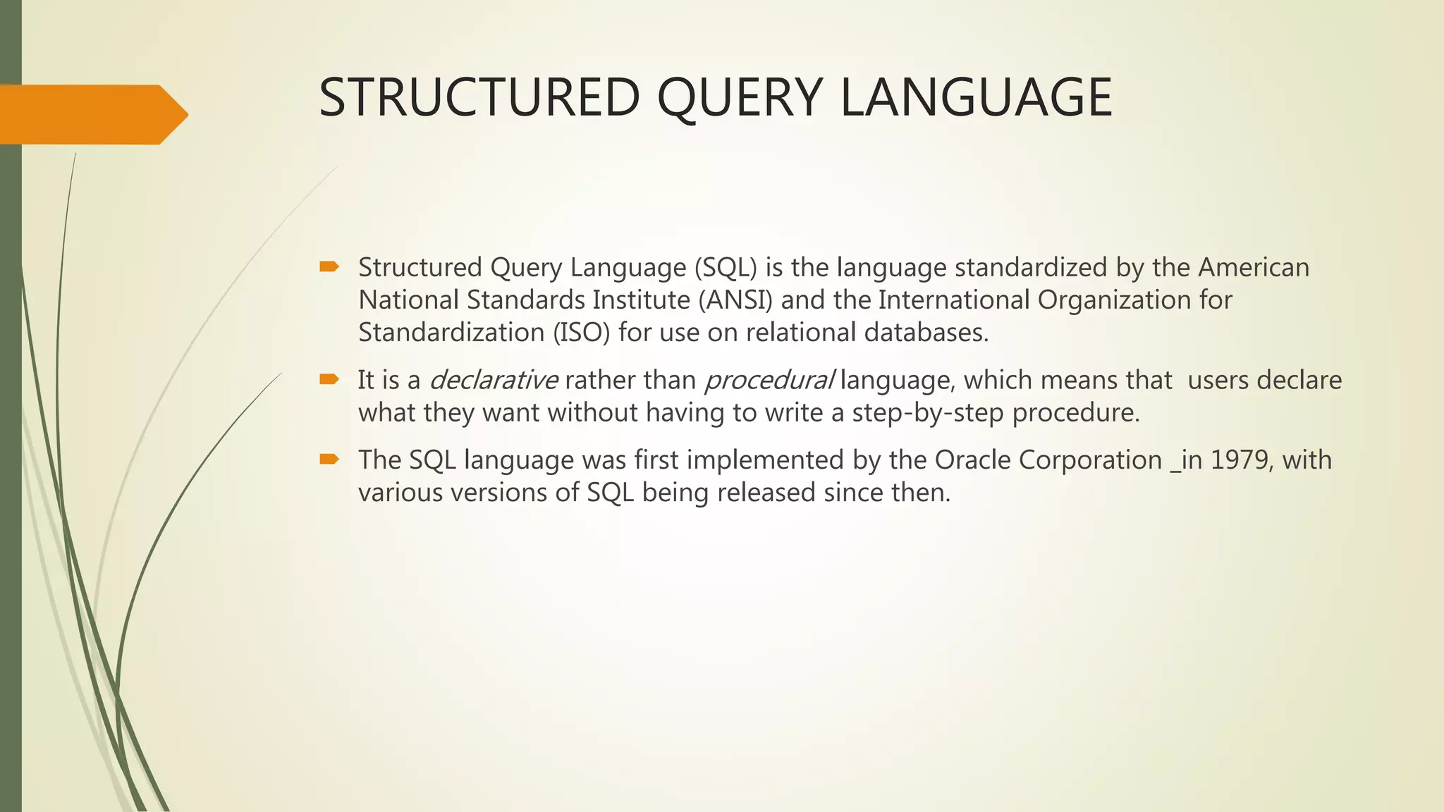 Structured query language | PPTX