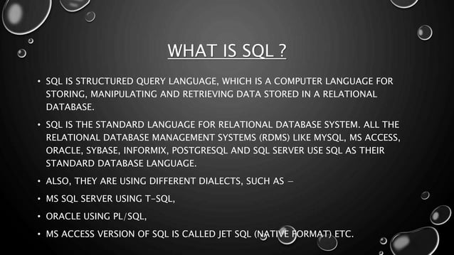 Structured Query Language Sql Ppt