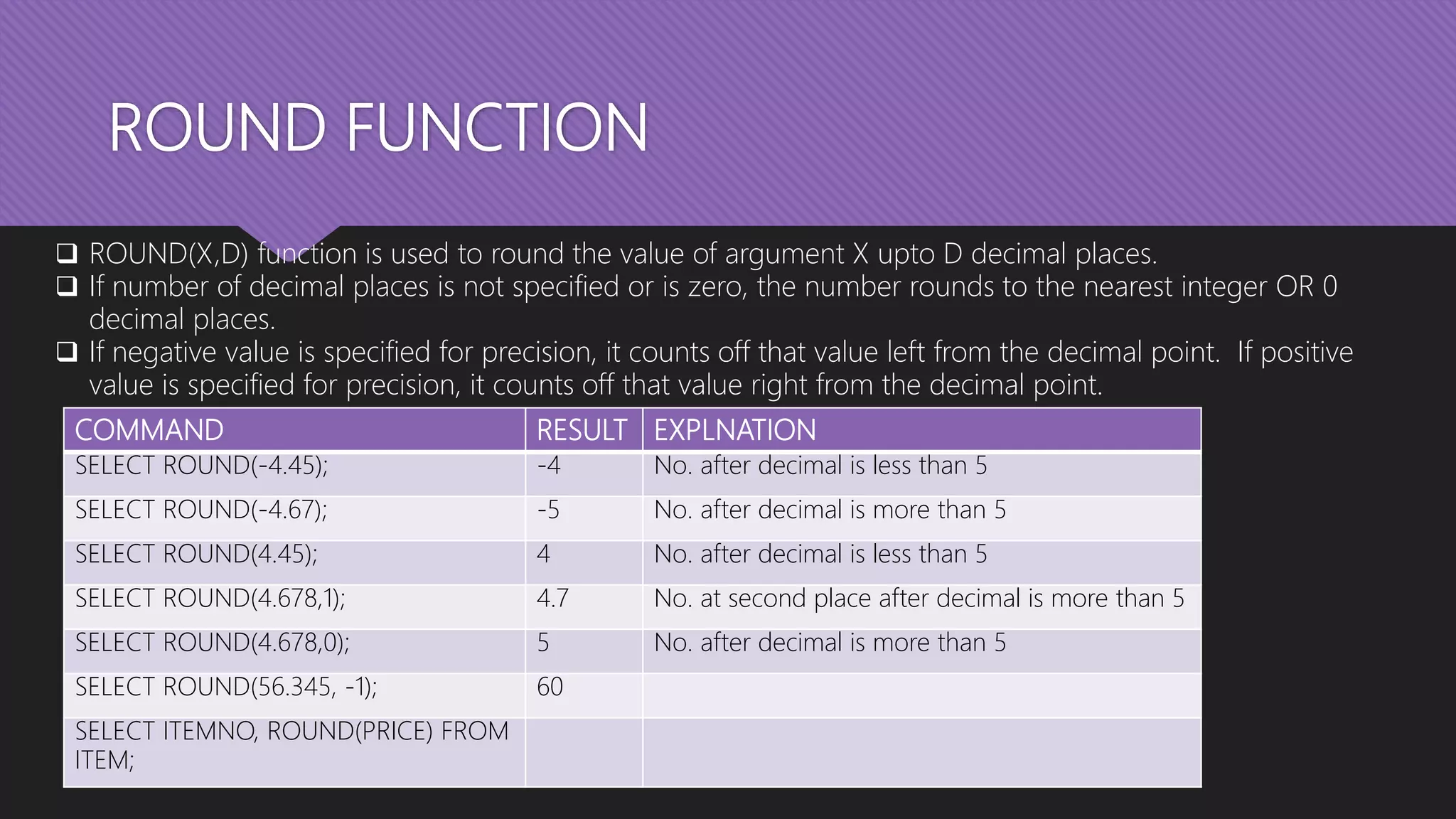 Structured query language functions | PPTX