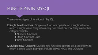 Structured query language functions | PPTX