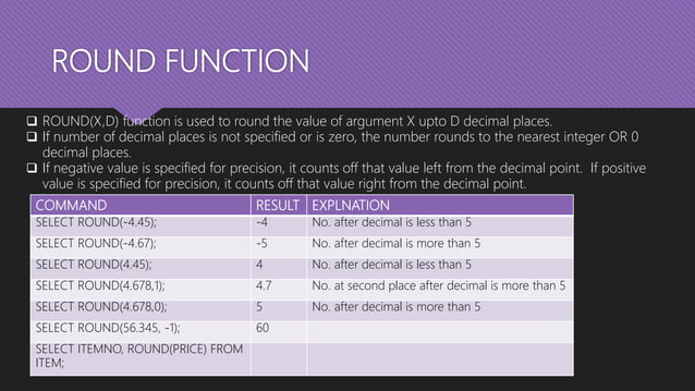 Structured query language functions | PPTX