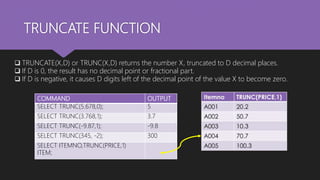Structured query language functions | PPTX