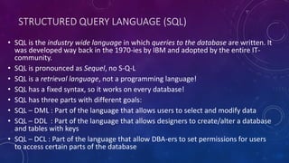 Structured Query Language introduction.. | PDF