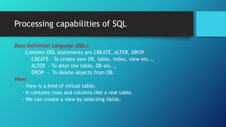 Structured query language(sql)ppt | PPTX | Databases | Computer Software and Applications
