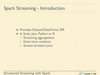 Introduction to Structured Streaming | Big Data Hadoop Spark Tutorial | CloudxLab | PPT