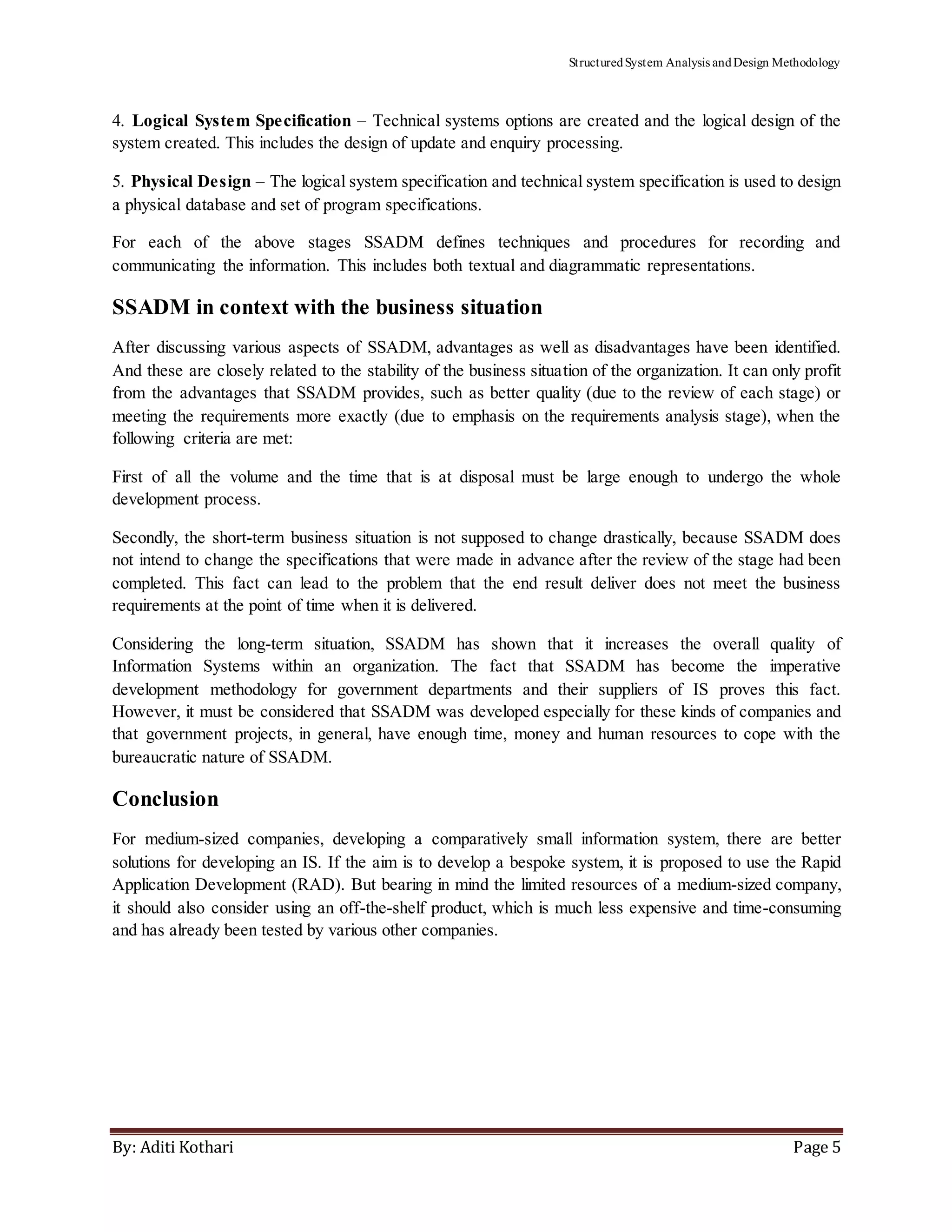 Structured systems analysis and design methodology | DOCX