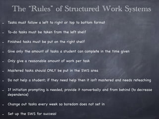 Structured Work Systems | PDF | Special Education | Education