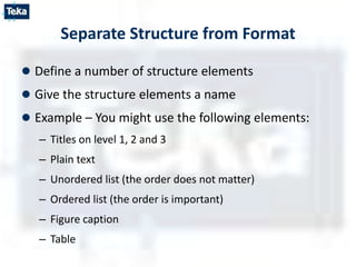 Structured writing using ms word | PPT