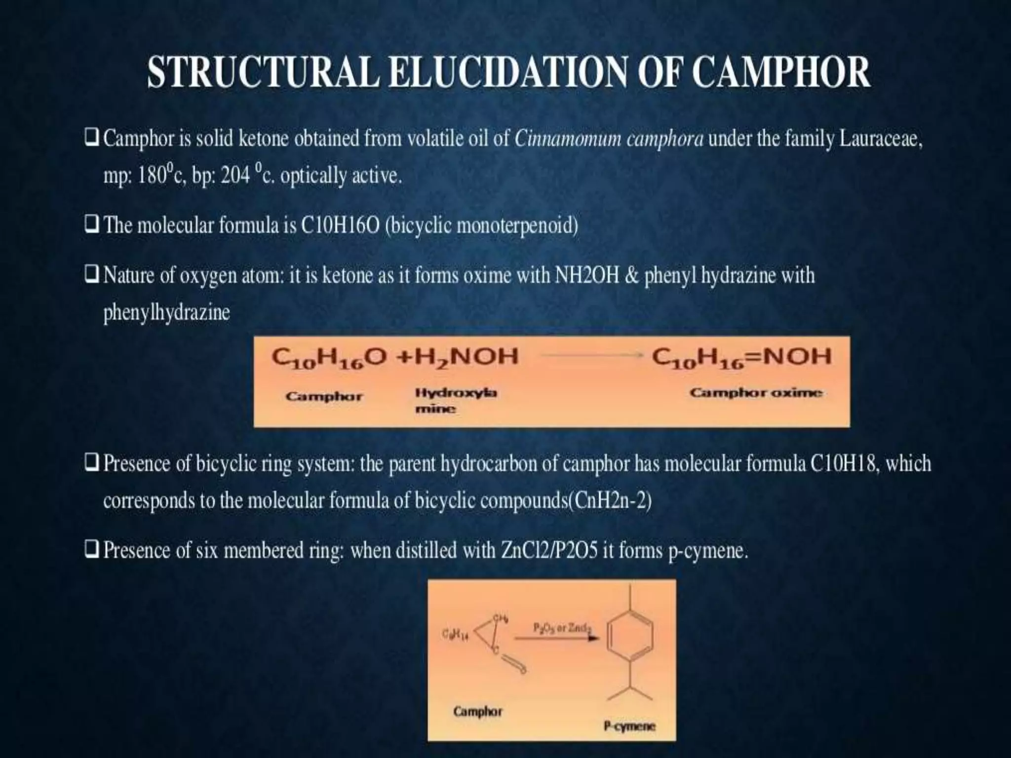 Structure elucidation of camphor | PPTX