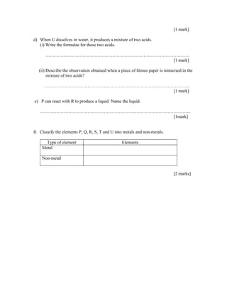 Structure & essay Questions (periodic table of element) | DOC