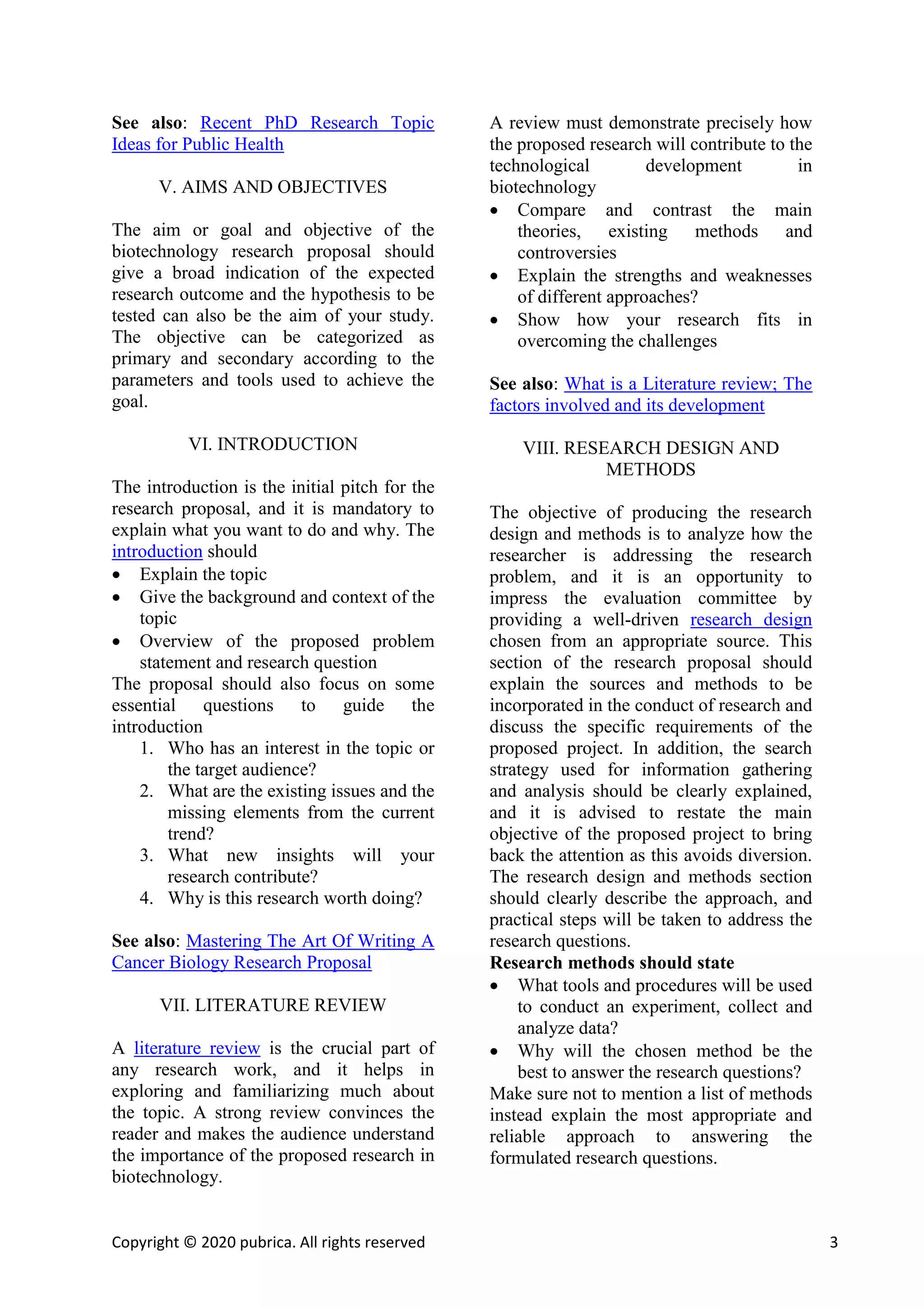 Structure for writing a scientific research proposal in biotechnology ...